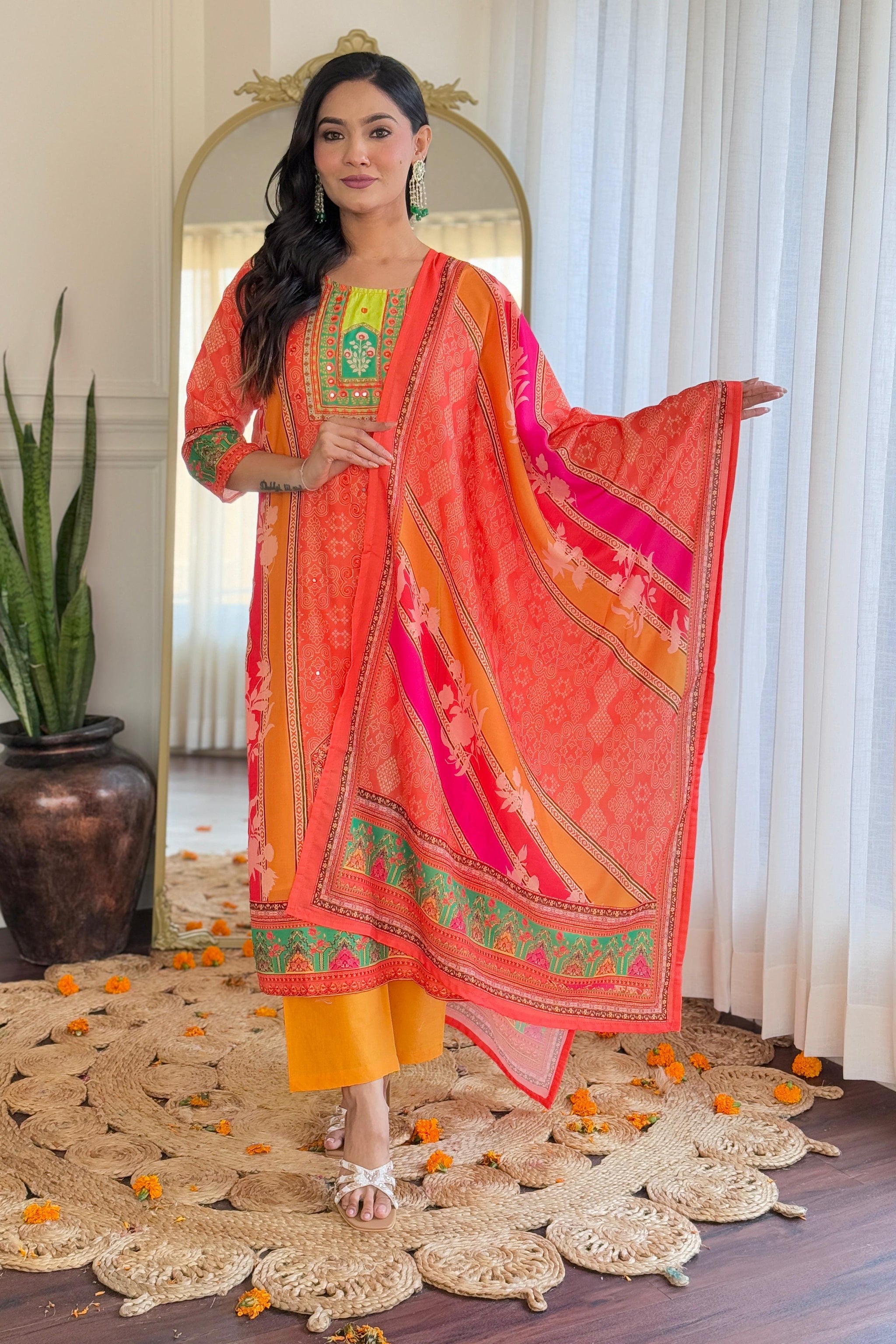 Designer Muslin Handwork Pakistani Suit Set